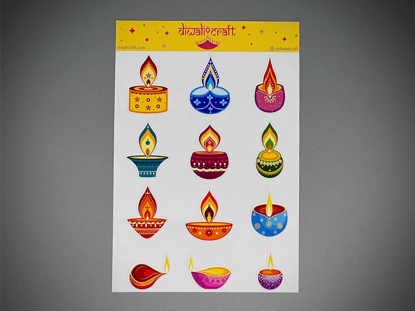 Diwali Stickers - Diya Lamp - 12 Stickers on 1 Sticker Sheet - Etsy