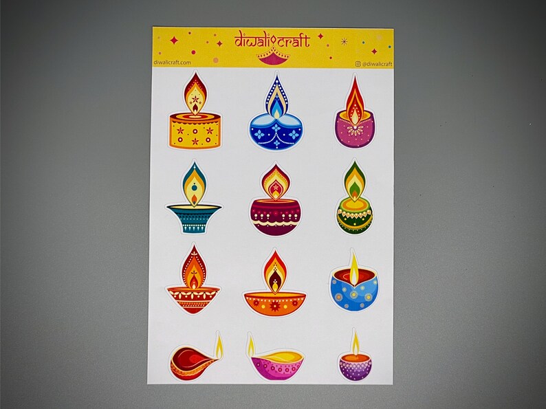 Diwali Stickers - Diya Lamp - 12 Stickers on 1 Sticker Sheet - Etsy