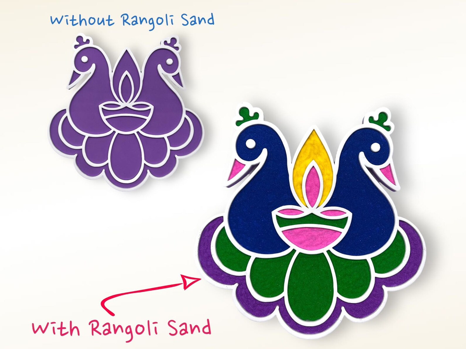 Peacock Diwali Rangoli Mess-free Foam Mat, Includes 2 Mats - 10 in Wide ...