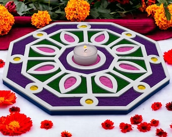 Peacock Diwali Rangoli Mess-free Foam Mat, Includes 2 Mats 10 in Wide ...