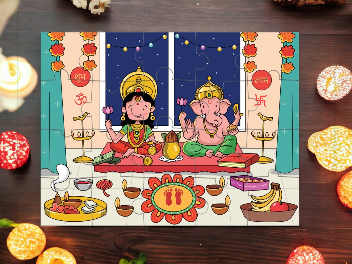 Diwali Laxmi Puja Puzzle Game - 8 X 6 Inches - Diwali Puzzles | Diwali ...