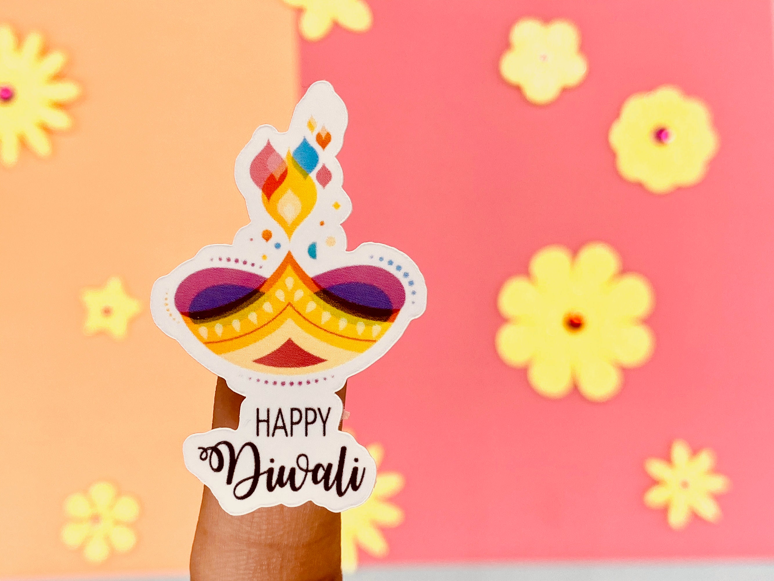 Diwali Stickers - Diya, Peacock, Elephant & Rangoli - 10 Sticker on 1 ...