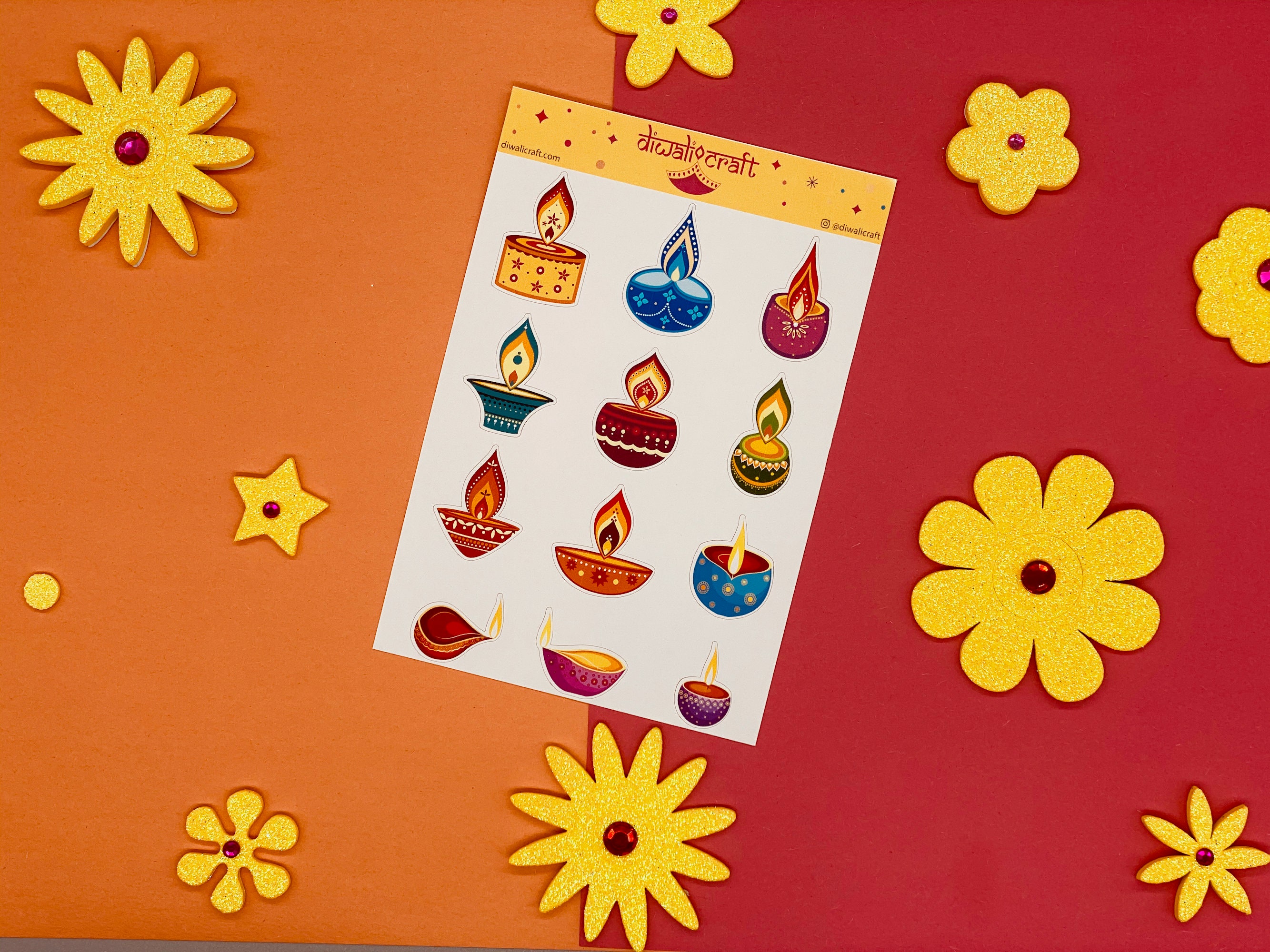 Diwali Stickers - Diya Lamp - 12 Stickers on 1 Sticker Sheet - Etsy