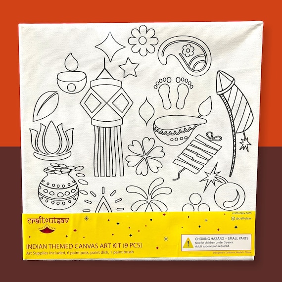 Diwali Canvas Coloring Kit for Kids Diwali Favor DIY Gift - Etsy