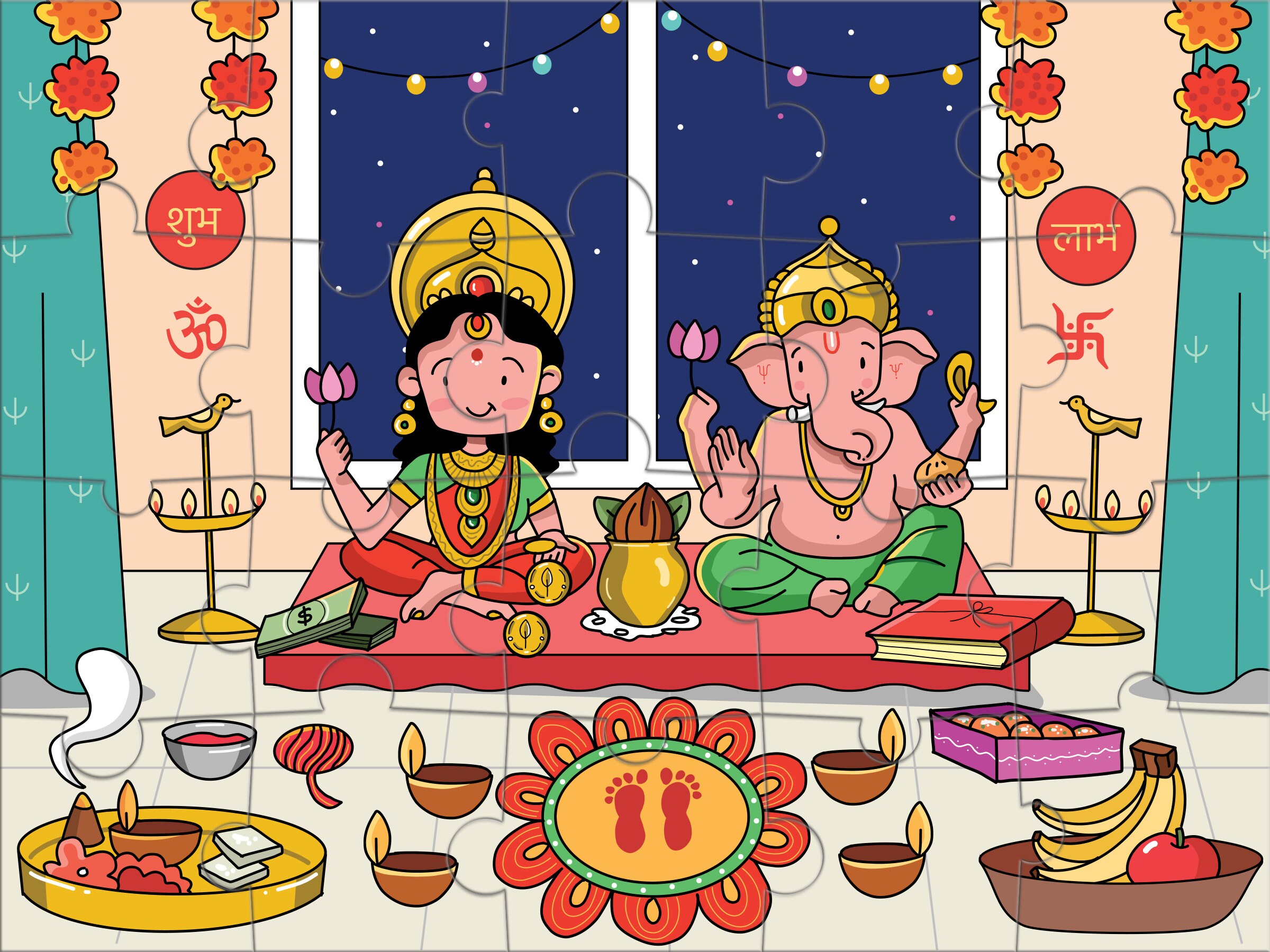 Diwali Laxmi Puja Puzzle Game - 8 X 6 Inches - Diwali Puzzles | Diwali ...