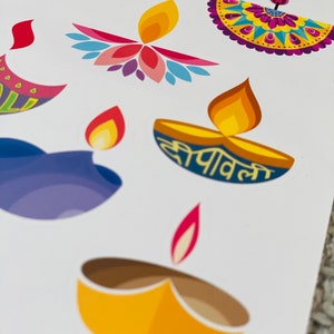 Diwali Diya Stickers - 8 Indian Festival Stickers on 1 Sticker Sheet - Etsy