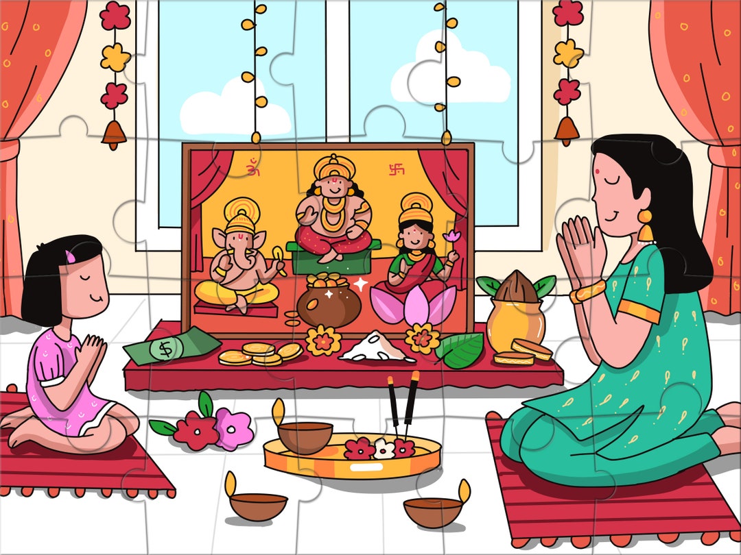Diwali Dhanteras Puja Puzzle Game - 8 X 6 Inches | Laxmi | Diwali ...