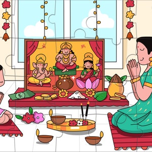 Diwali Dhanteras Puja Puzzle Game - 8 X 6 Inches | Laxmi | Diwali ...