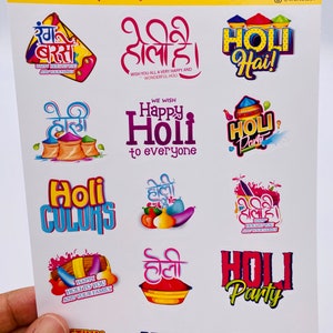 Happy Holi Sticker Sheet - Festival of Colors / Holi Hai - 16 Stickers ...