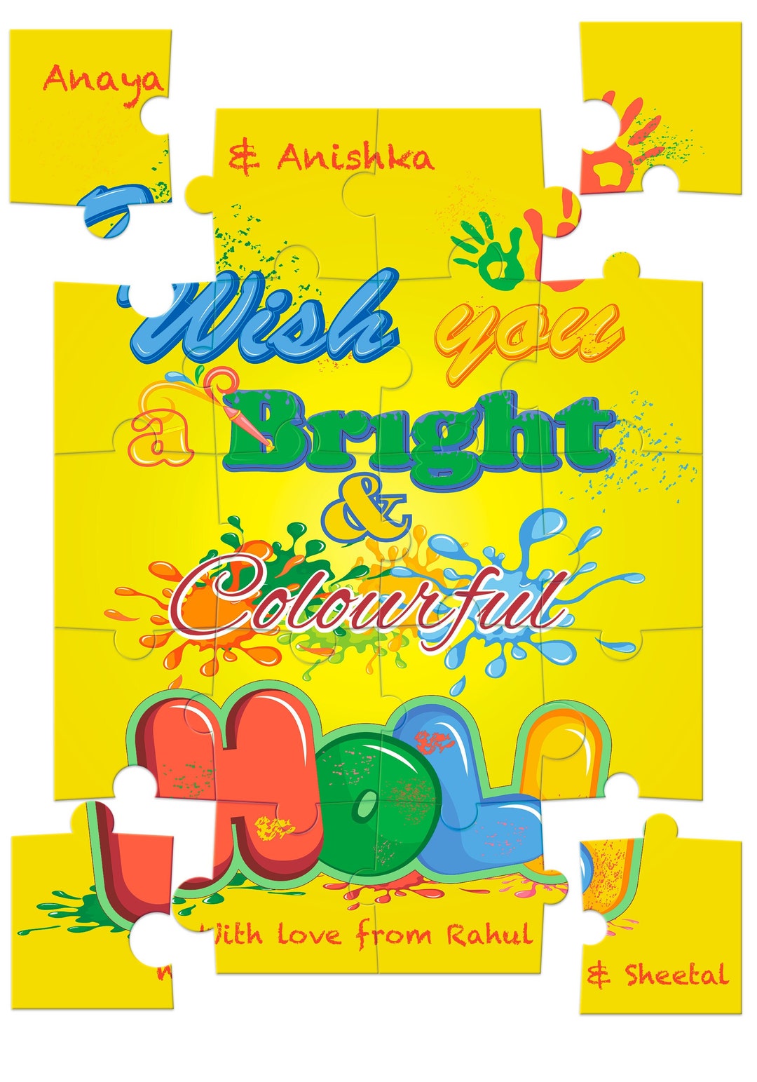 Happy Holi Jigsaw Puzzle Game With Personalized Message - 8 X 6 Inches ...