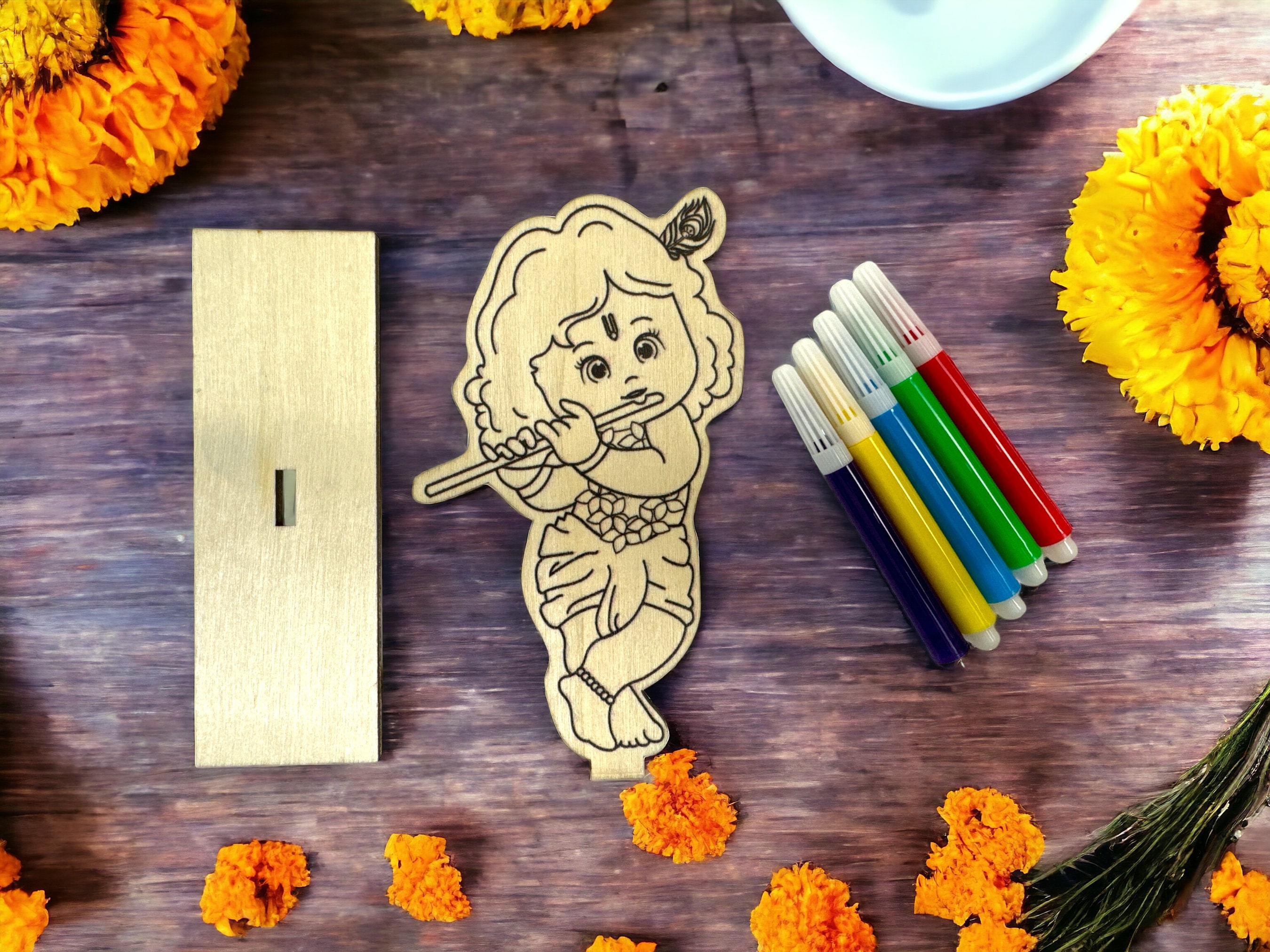 Lord Bal Krishna Statue Wood Coloring Set | Gifts for Kids During ...