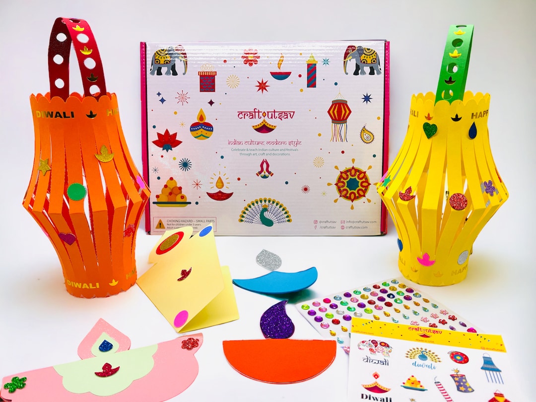 Diwali Decoration Craft Kit for Kids - Makes Paper Lanterns, Foam Diya ...