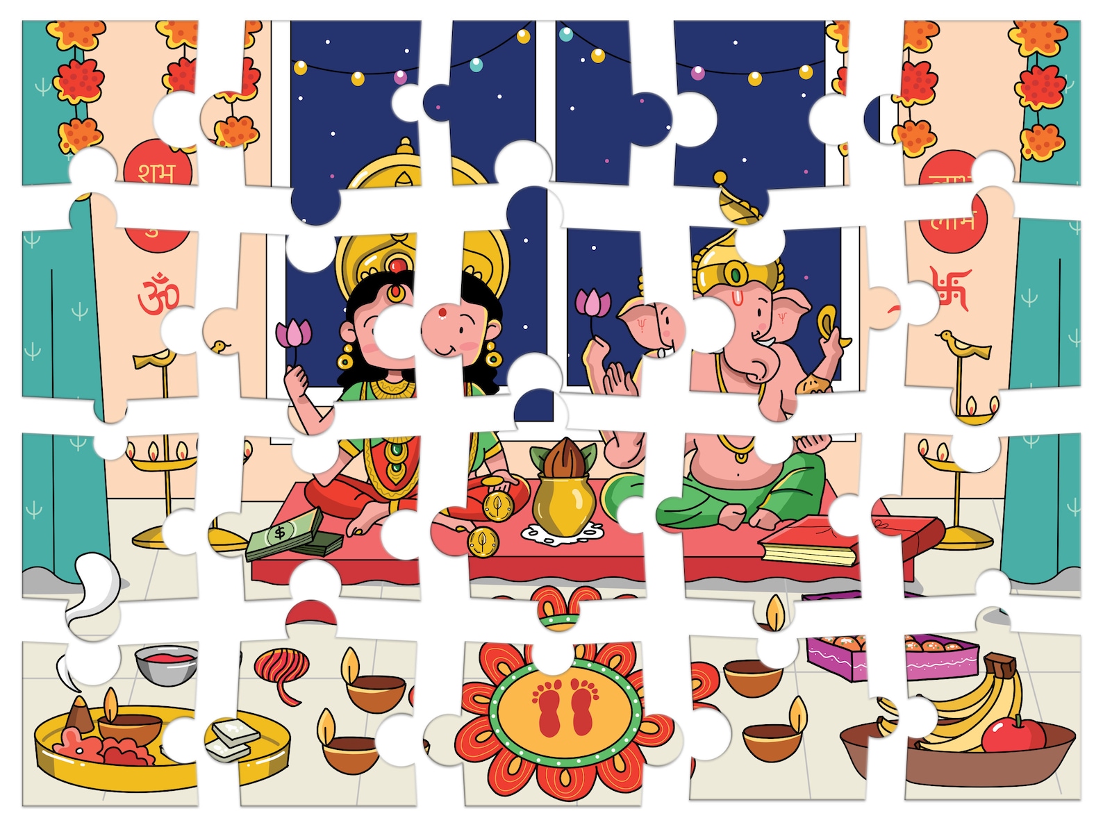 Diwali Laxmi Puja Puzzle Game - 8 X 6 Inches - Diwali Puzzles | Diwali ...