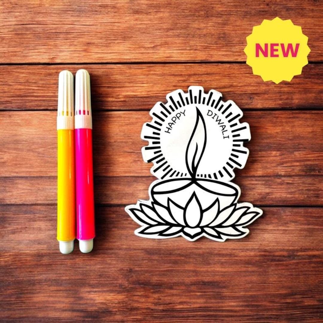 Lotus Diwali Diya Fridge Magnet Coloring Kit for Kids, DIY Gift, Diwali ...