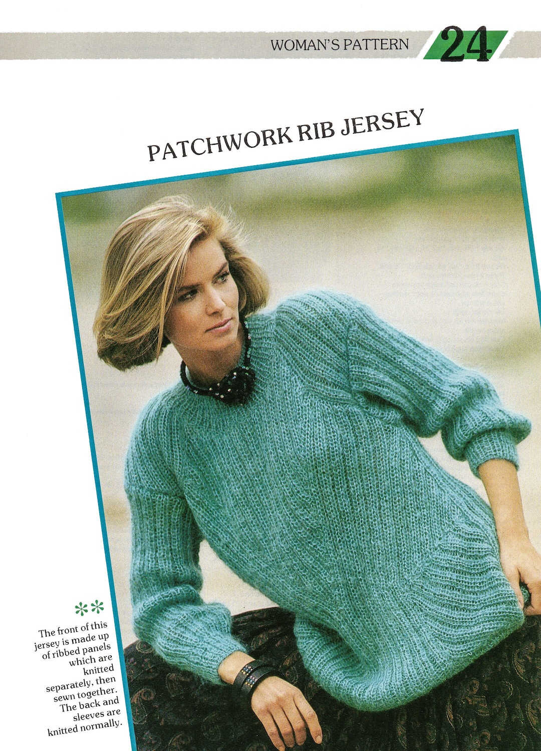 Vintage Womans Jersey Knitting Pattern PDF Instant Download 1980 - Etsy