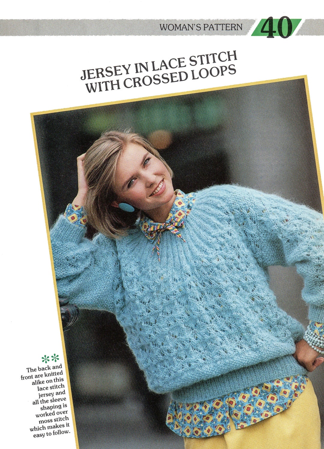 Vintage Womans Jersey Knitting Pattern PDF Instant Download 1980 - Etsy