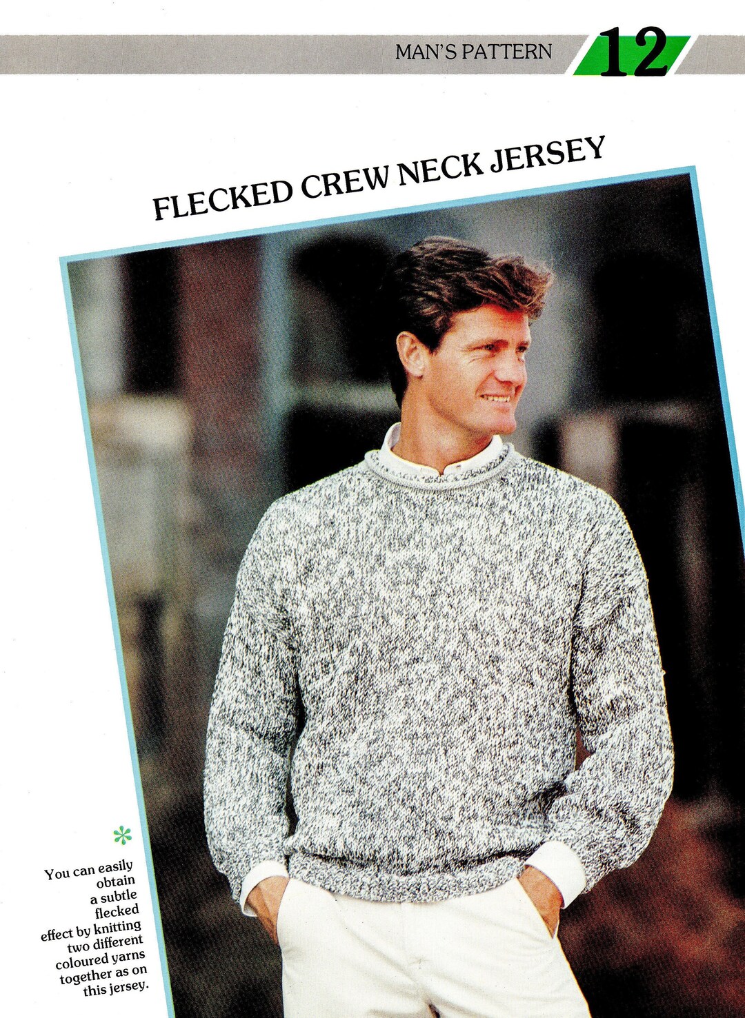 Vintage Man's Jersey Knitting Pattern PDF Instant Download 1980 - Etsy