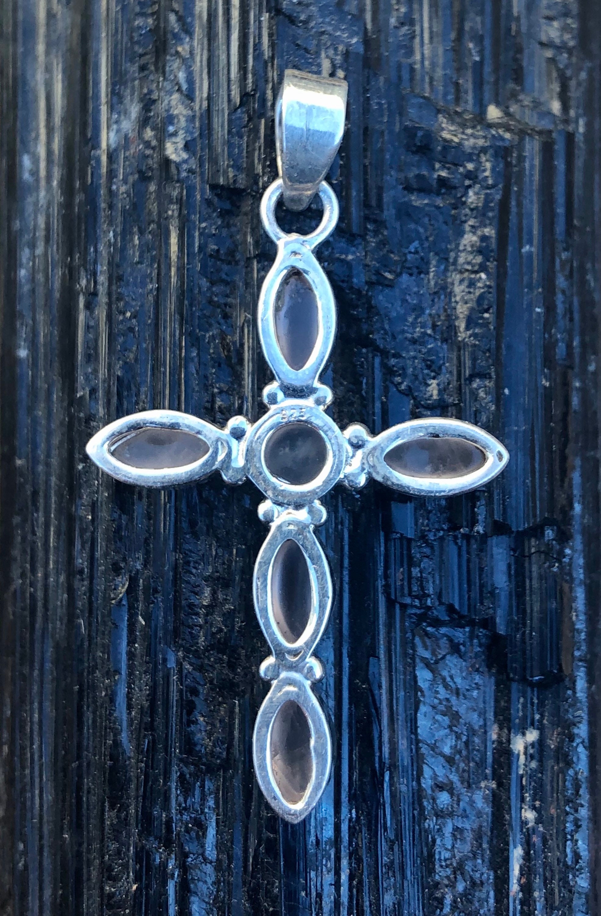 Rose Quartz Silver Cross Pendant .925 Sterling Pink Necklace | Etsy