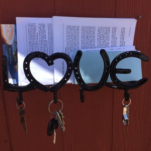 Horseshoe FAITH, HOPE, or LOVE Mail and Key Holder - Etsy