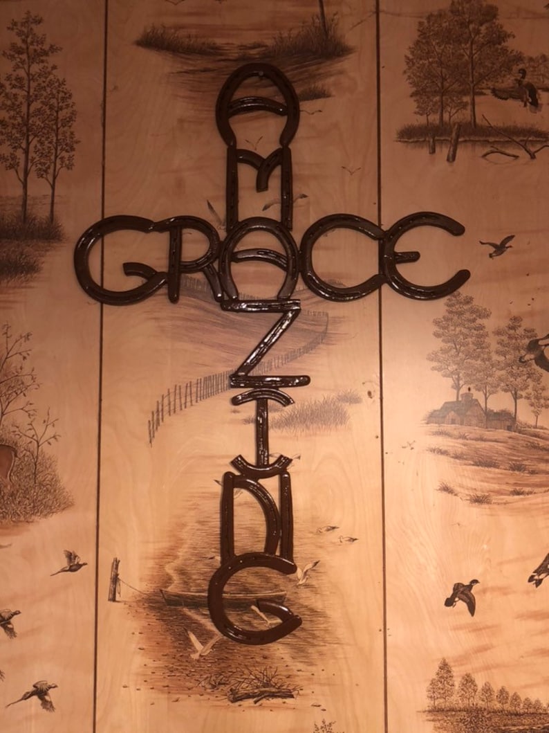 Horseshoe Amazing Grace Cross | Etsy