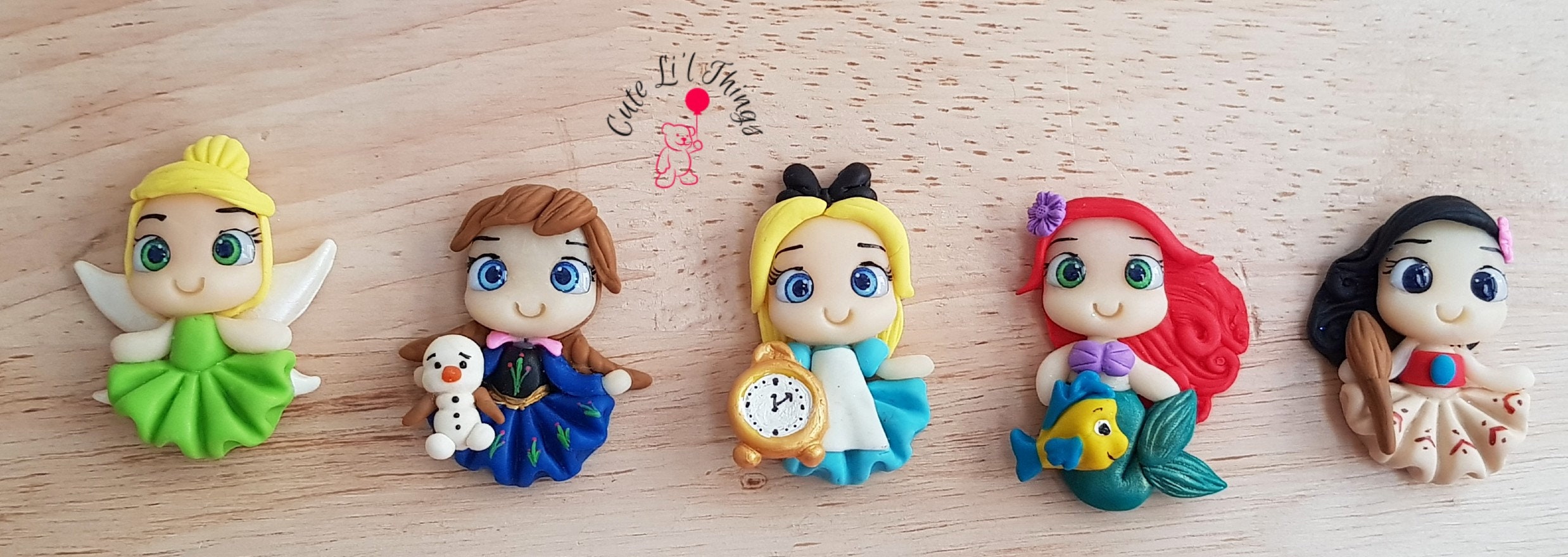 CLAY Dolls Disney Princess clay Dolls princess Figures bow - Etsy UK