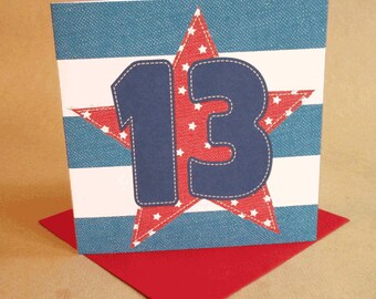 Personalised 13th Birthday Card for Boy or Girl Name 13 - Etsy