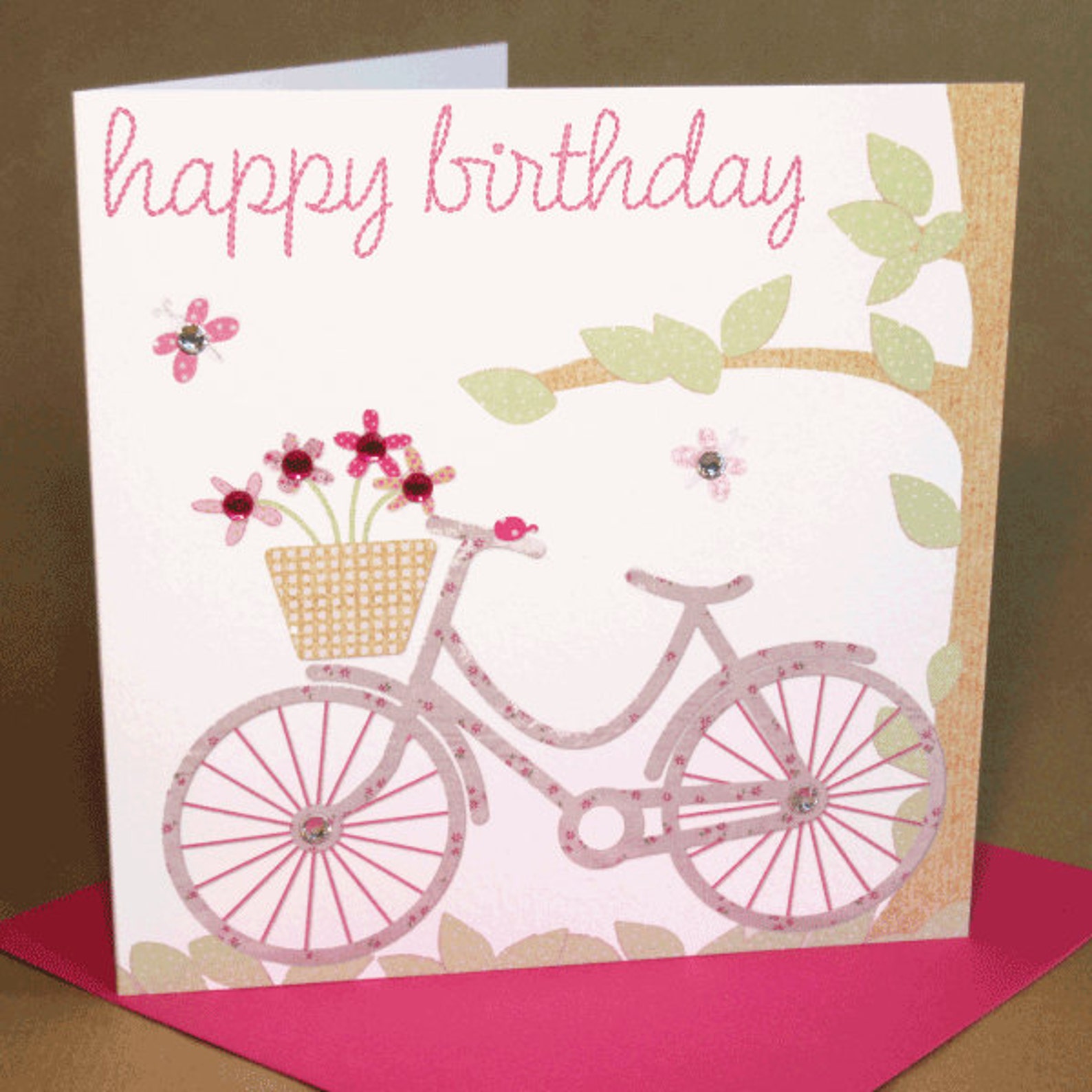 Bicycle Birthday Card, Jewelled Birthday Card for Woman/girl - Etsy