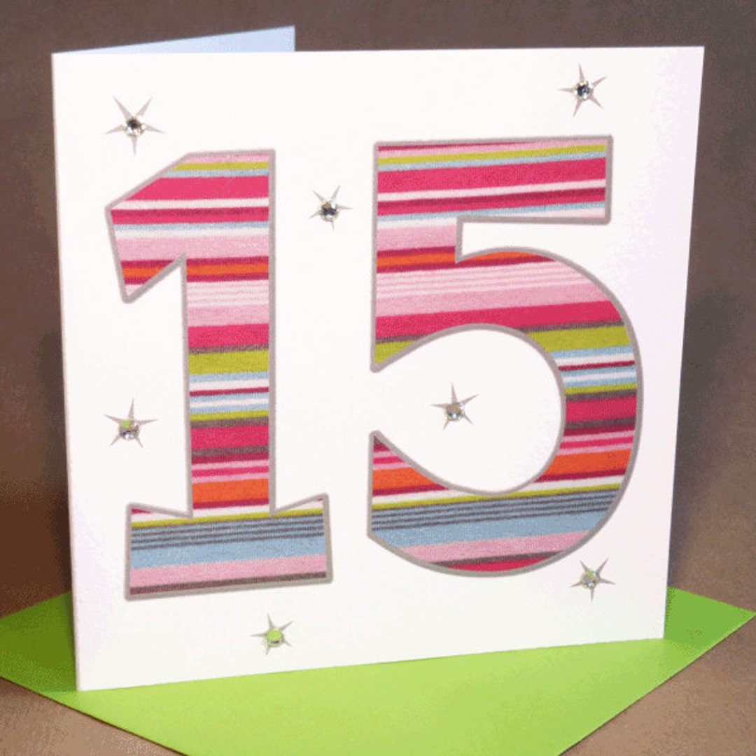 15th Birthday Card (jewelled) - Etsy