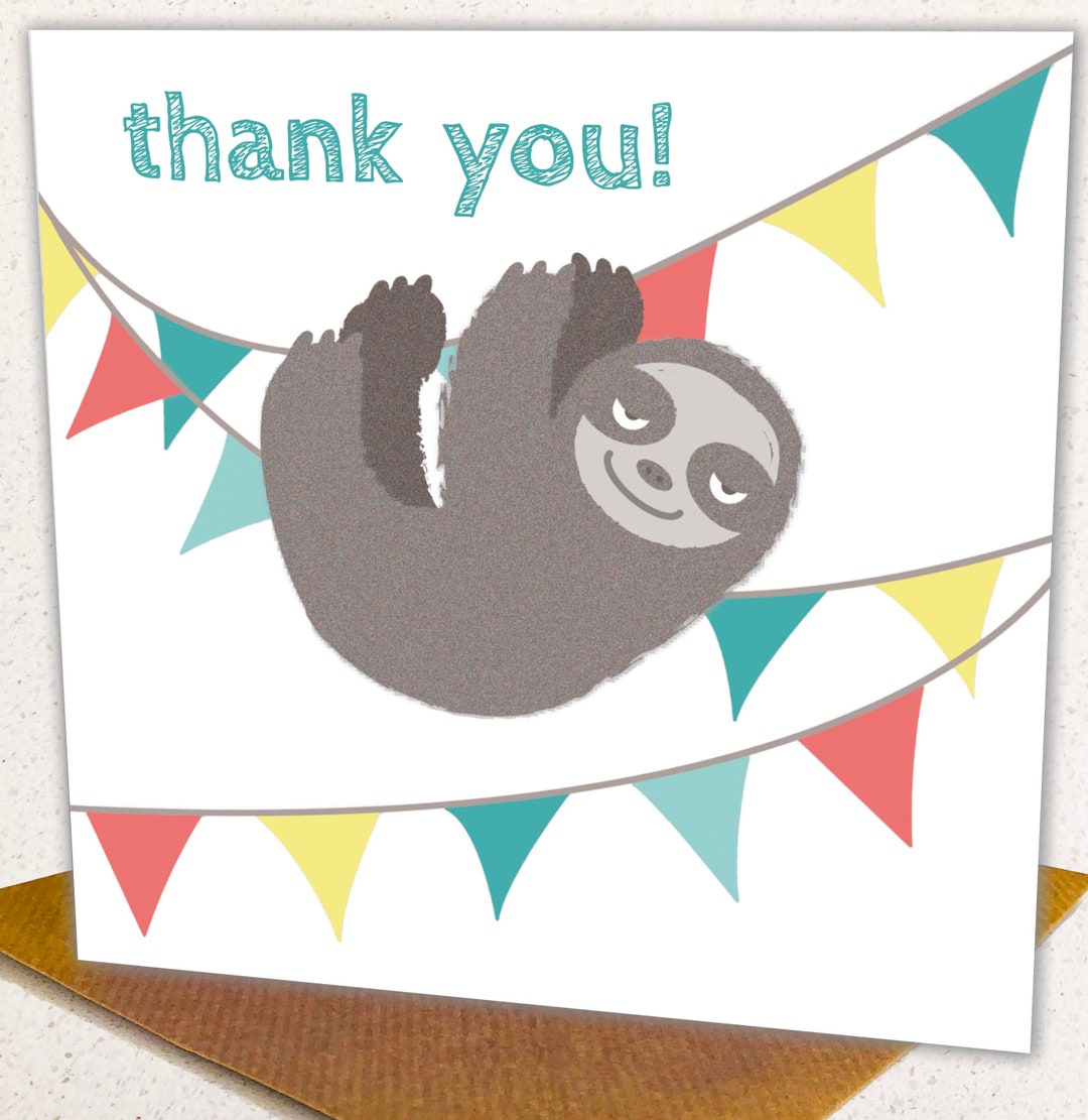Sloth Thank You Cards Pack Small (pack of 6) - Etsy