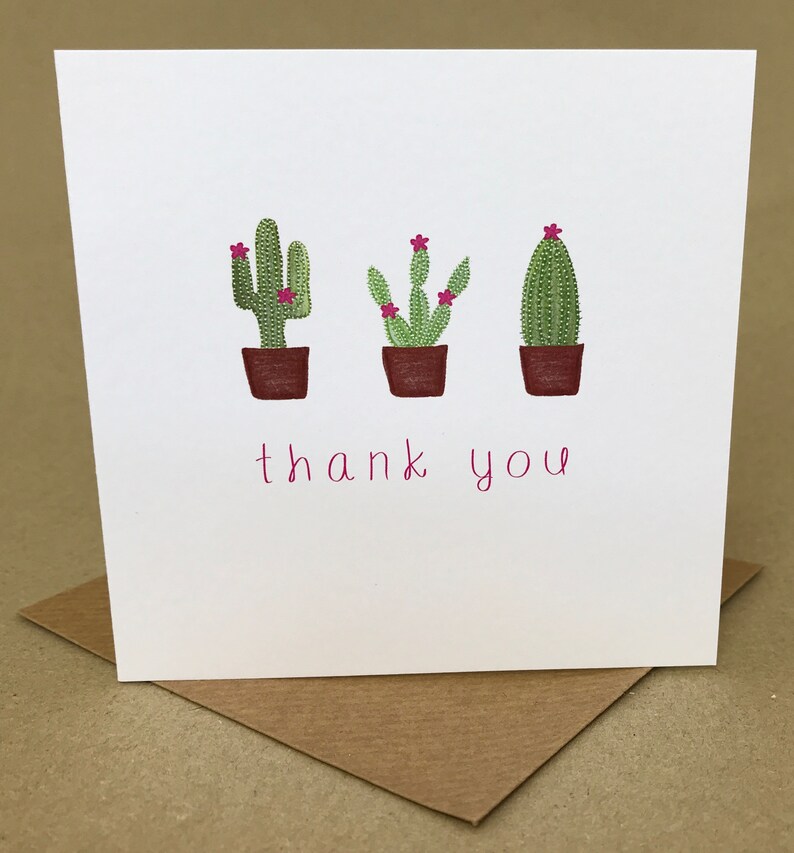 Cactus Thank You Cards Pack Small pack of 6 - Etsy