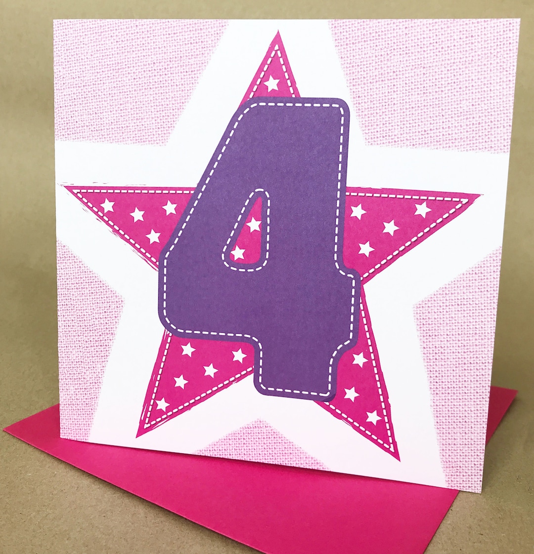 Age 4 Girl Birthday Card - Etsy