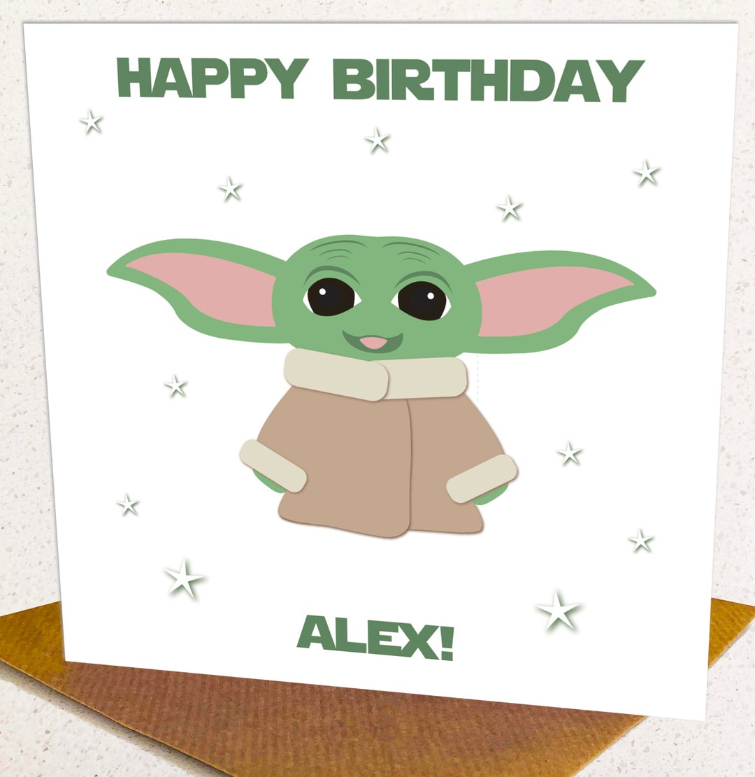Baby Yoda Grogu Style Personalised Birthday Card for Boy or Girl ...
