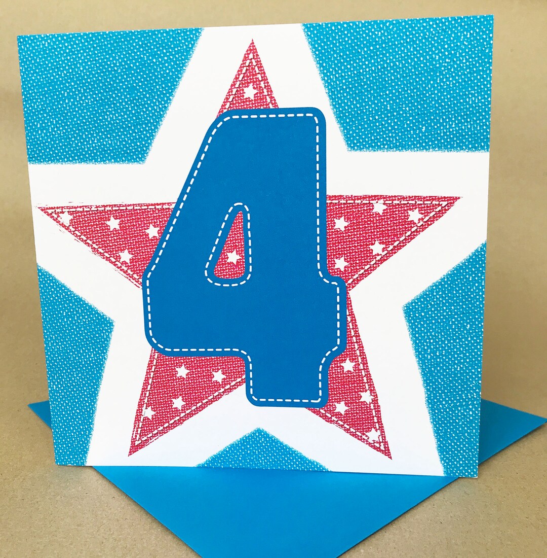 Age 4 Boy Birthday Card - Etsy