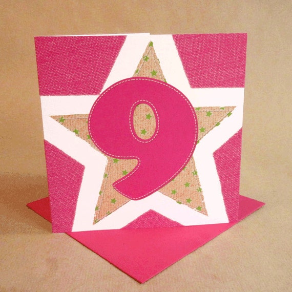 Age 9 Girl Birthday Card | Etsy