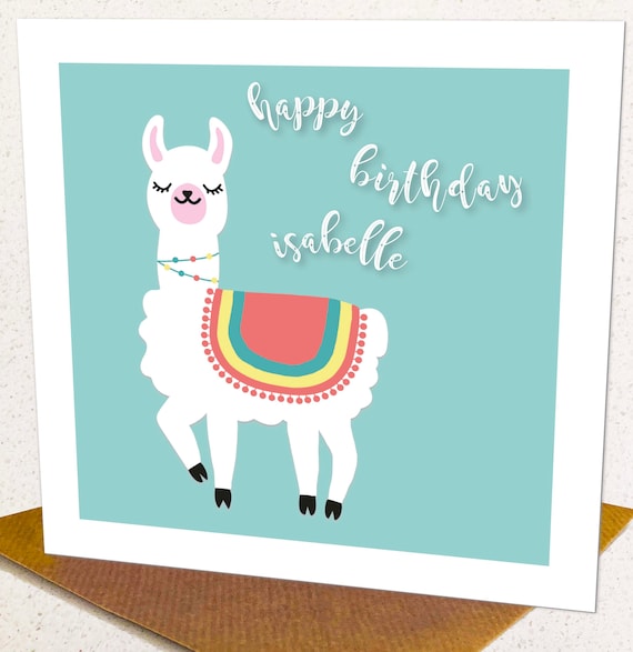 Llama Personalised Birthday Card Children's Birthday - Etsy