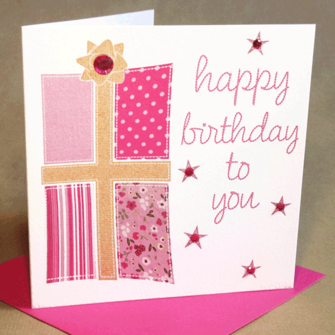 Present Birthday Card, Jewelled Birthday Card for Woman/girl - Etsy