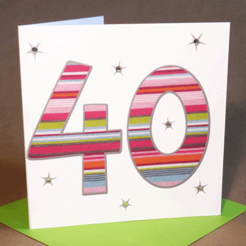 40th Birthday Card (jewelled) - Etsy