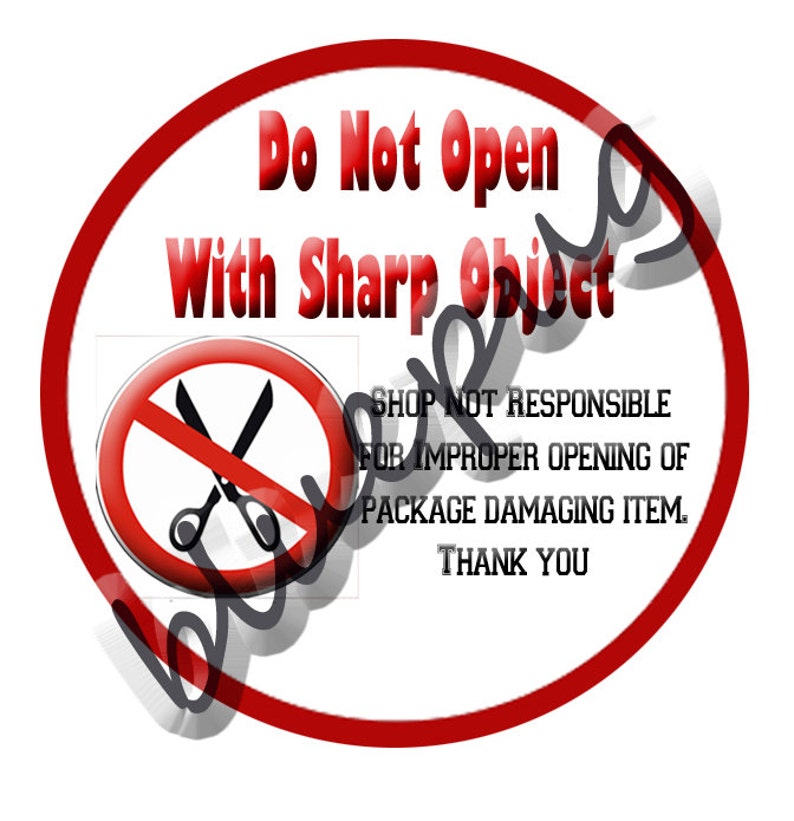 12 Do Not Open With Sharp Object 2 Sticker Label Package Attachment ...