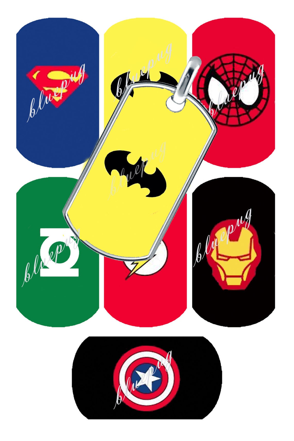 7 Super Heros I Inspired Standard Dog Tag 1.1" X 2" Images Photo ...