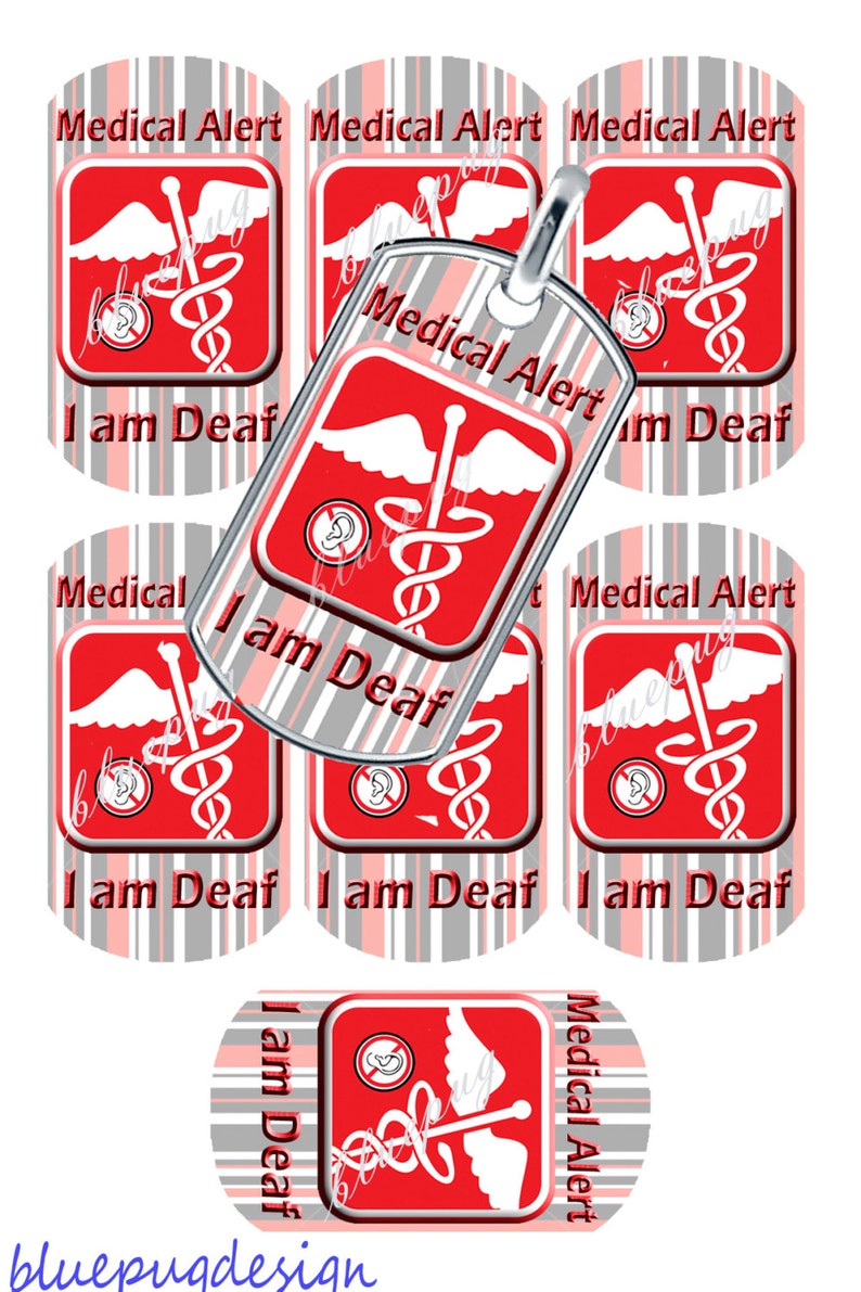 Medical Alert I Am Deaf Standard Dog Tag 1.1" X 2" Image Photo Quality ...