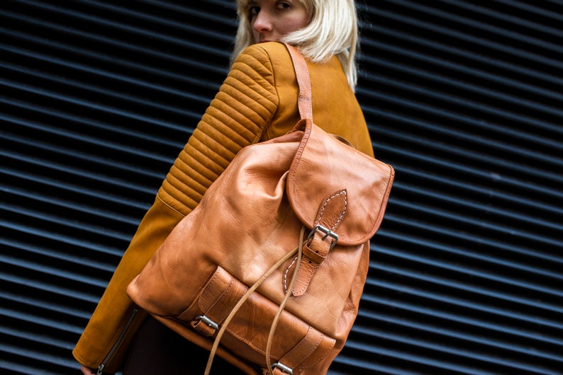 Natural Tan Leather Rucksack Backpack - Etsy UK