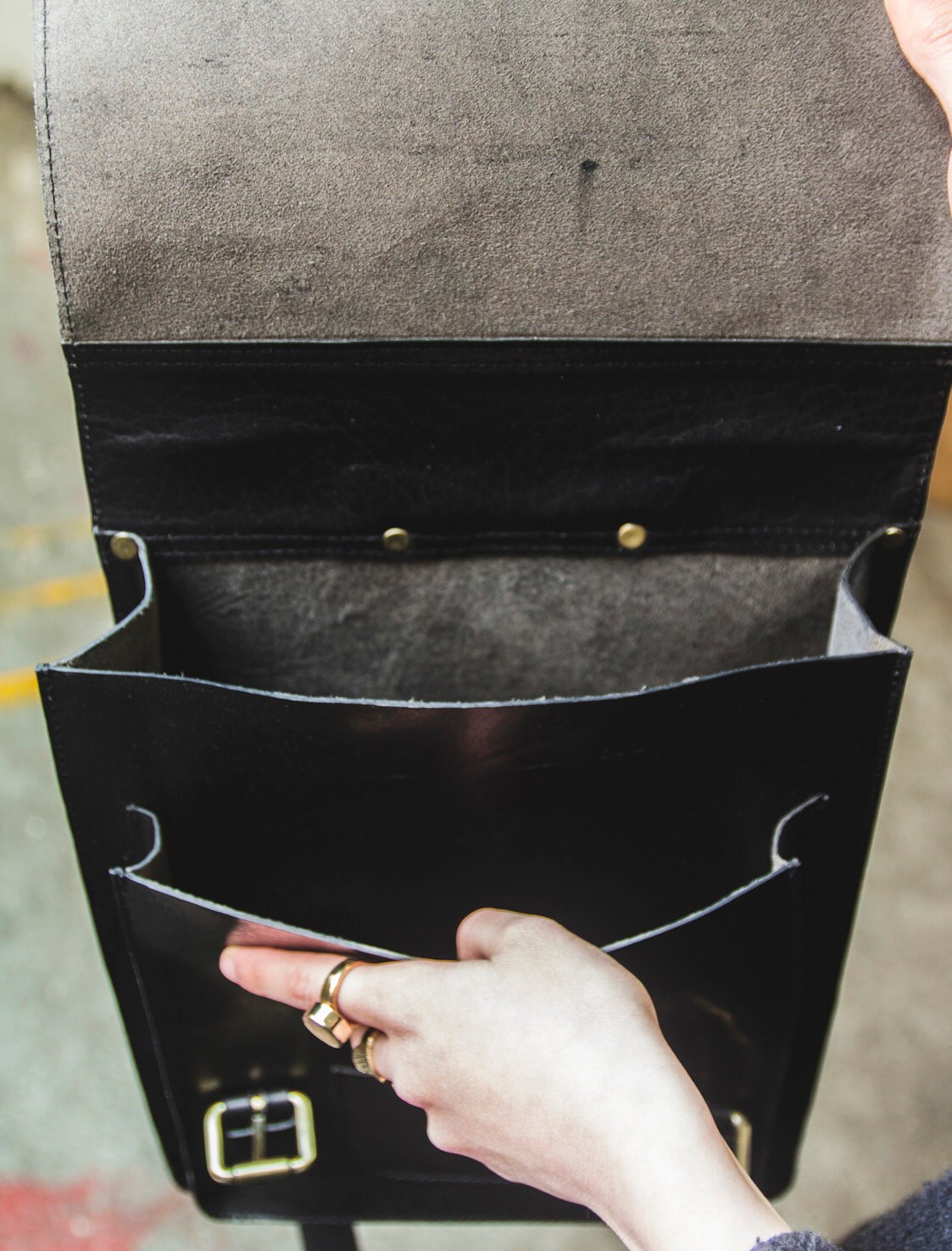 Black Leather Backpack With Top Flap exclusive Edition - Etsy UK