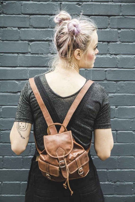 80's Festival Style Miniature Rucksack toffee Brown - Etsy