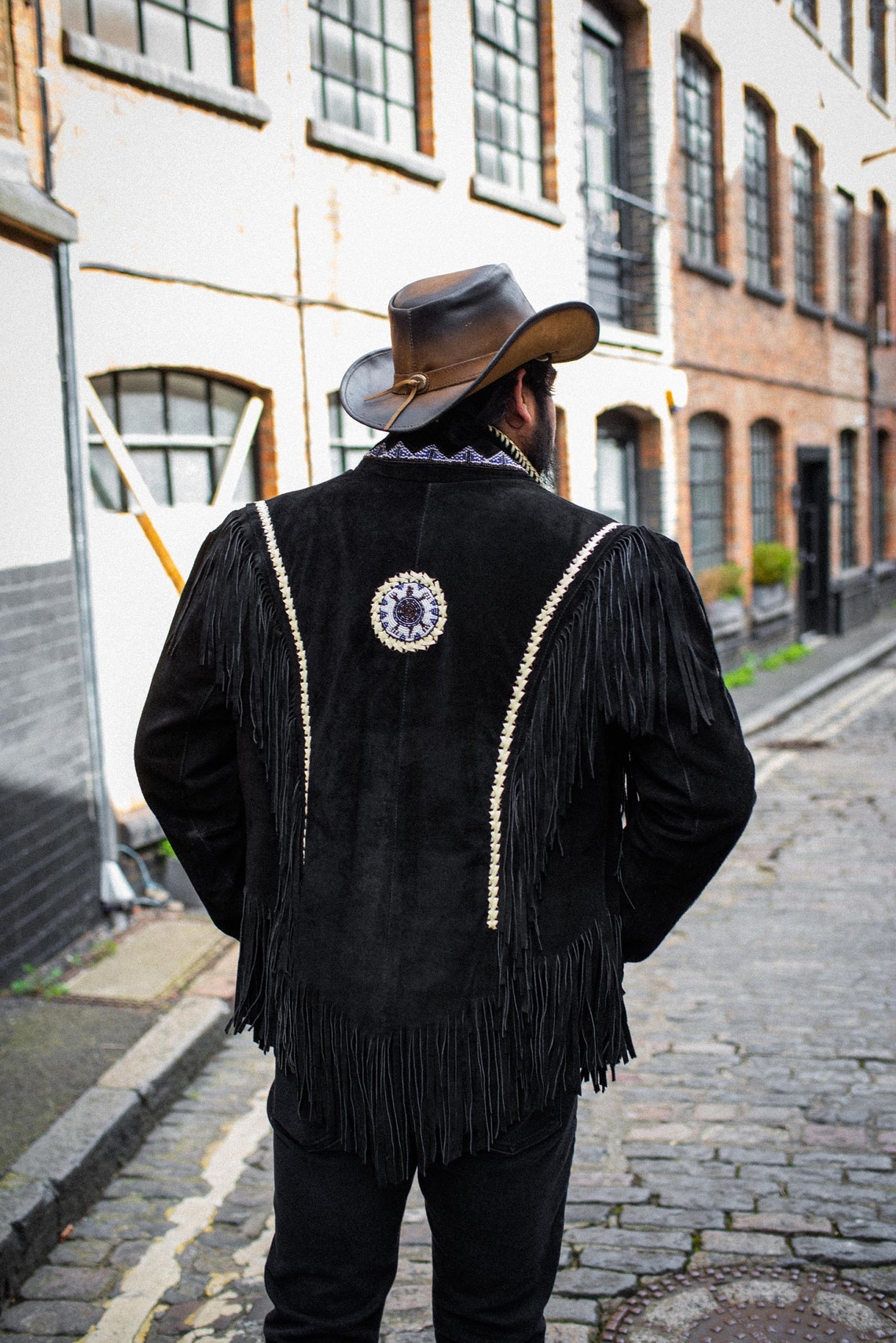 Wildleder Fransen Western Cowboy Jacke mit Perlen und Conches | Etsy