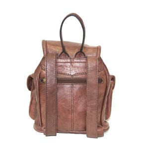 80's Style Mini Rucksack Backpack | Stressed Brown Gloss Leather - Etsy