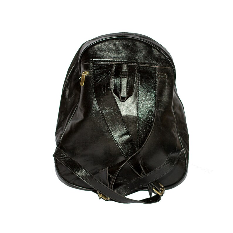 Leather Backpack in Black Retro Style - Etsy
