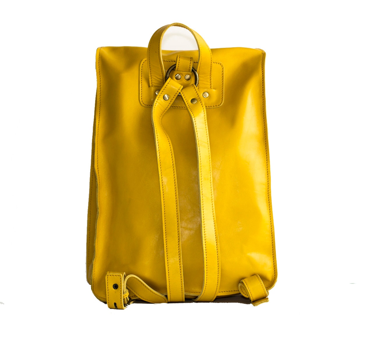 Yellow Urban Leather Backpack Premium - Etsy UK