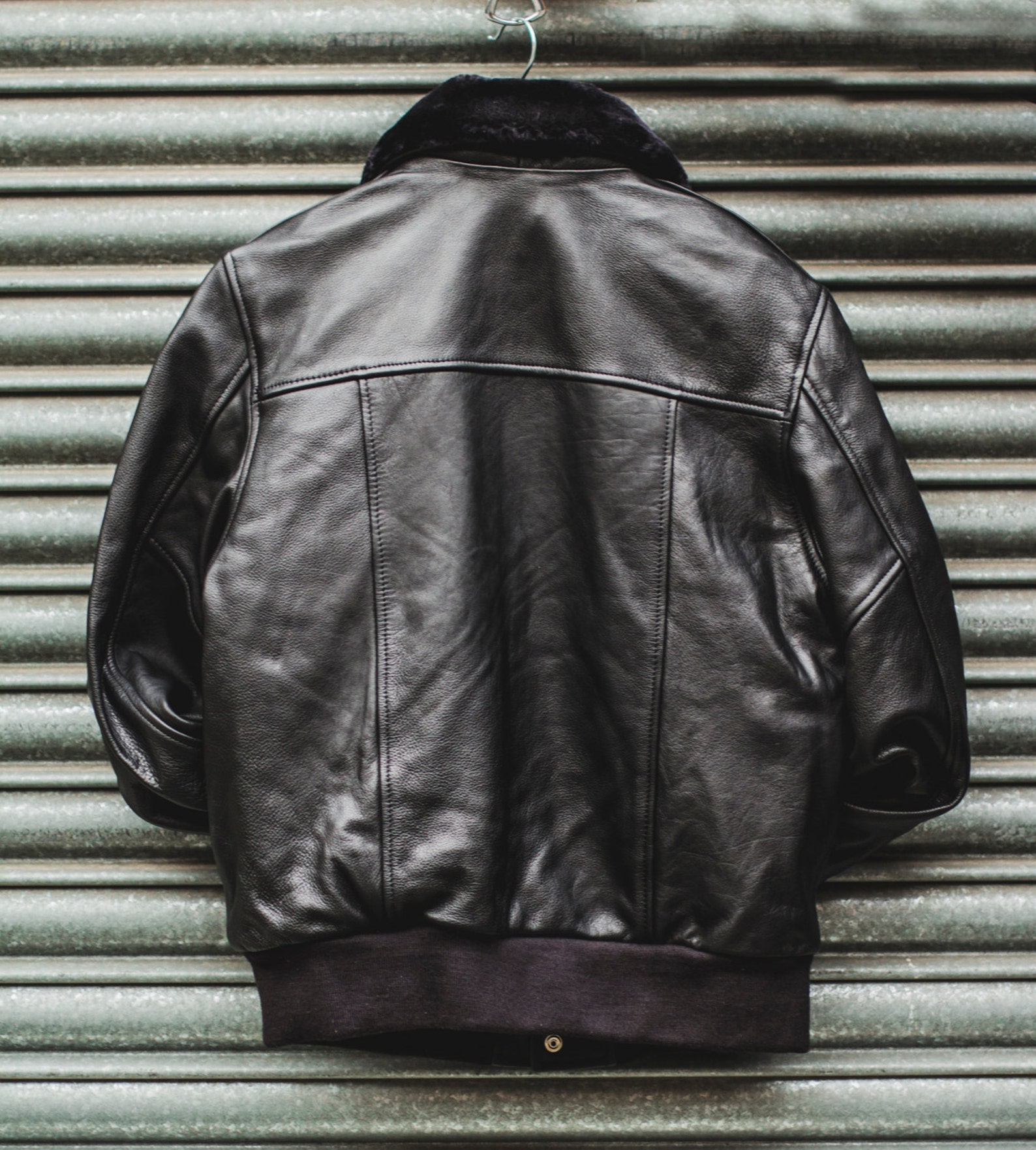 Black Leather & Shearling Collar G-1 Pilot Aviator Jacket (removable ...