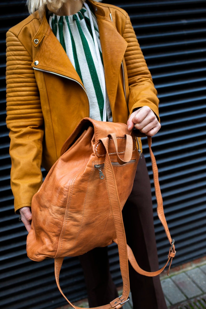 Natural Tan Leather Rucksack Backpack - Etsy UK