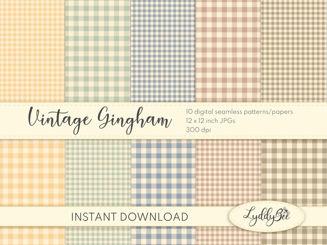 Vintage Gingham Digital Seamless Pattern Collection | 10 Pack | Digital ...